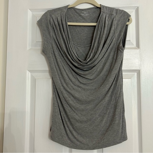 Grace | Tops | Grace Drape Front Gray Double Layer Top Medium | Poshmark